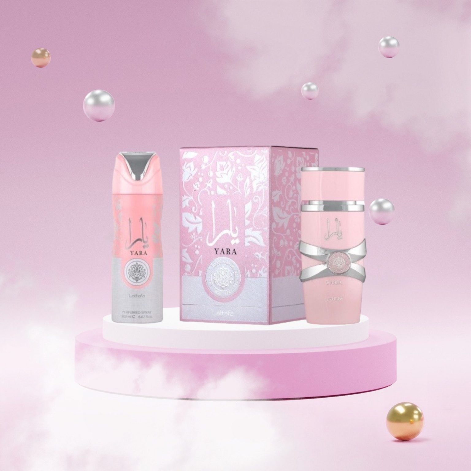 SET Perfume Yara Lattafa Rosa 100ml + Desodorante Lattafa Yara 200ml ...
